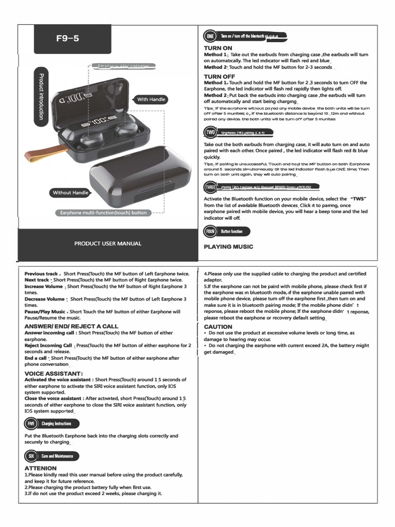 Manuale Auricolari F9-5 | PDF | Radio | Electromagnetic Interference