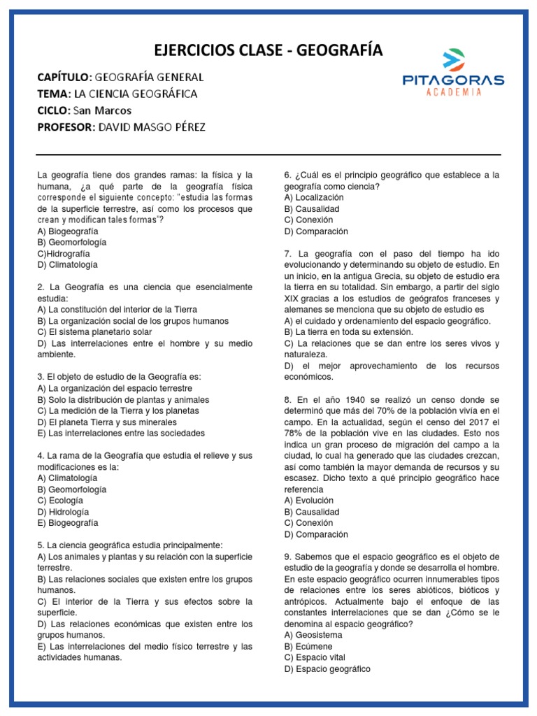 Ssavma - GF - Ejer.03 - Geografia - Prof. David Masgo | PDF | Geografía | Tierra