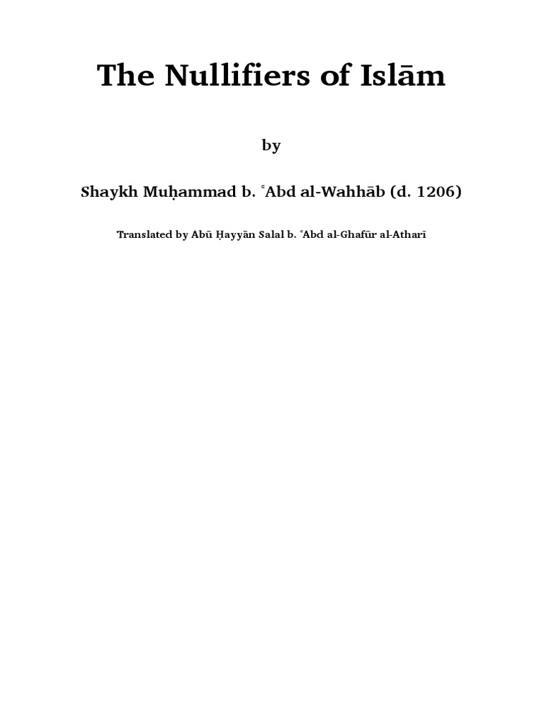 Ten Nullifiers of Islam Explained | PDF | Allah | Muhammad