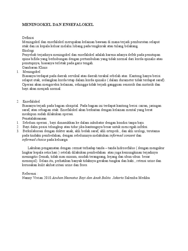Meningokel Dan Ensefalokel | PDF