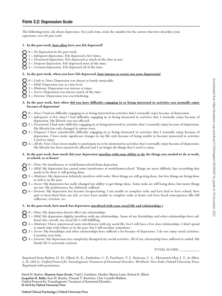 Depression Scale Measurement Tool | PDF | Major Depressive Disorder ...