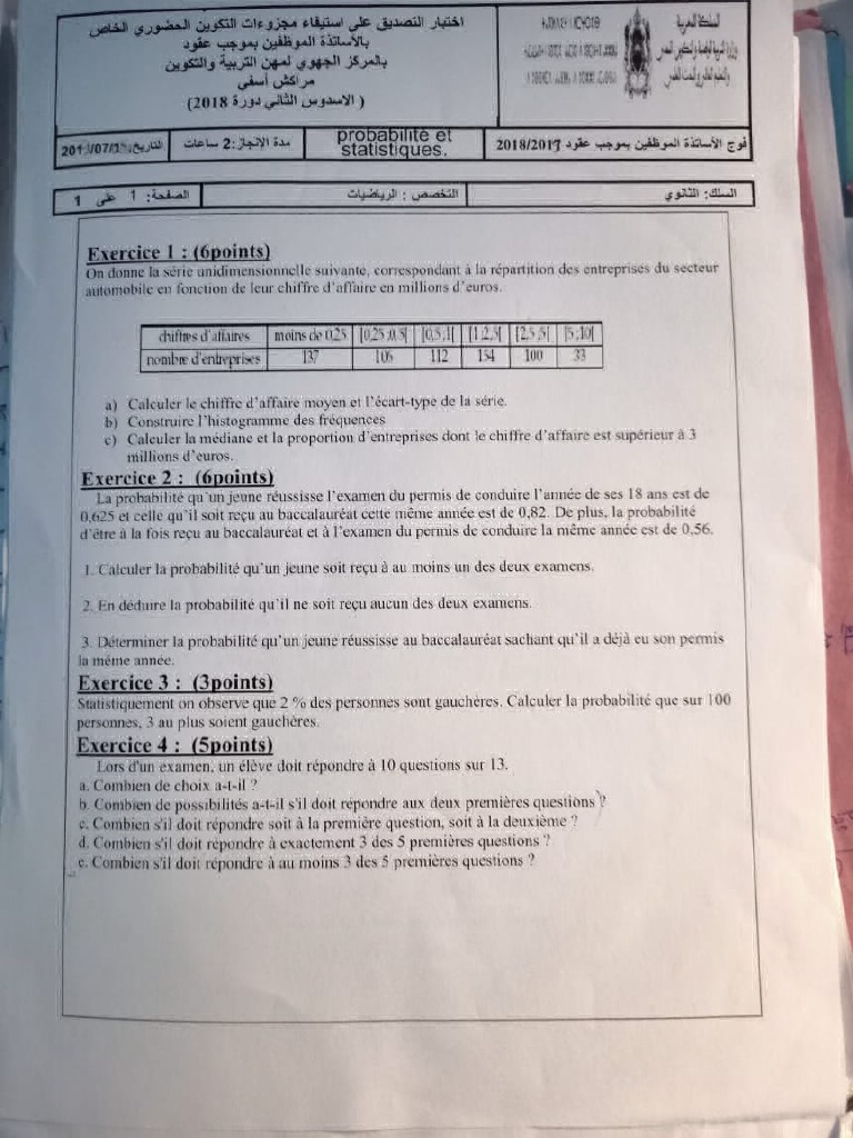 Examen Crmef 2018 | PDF