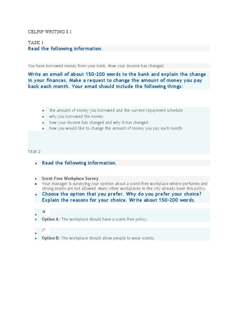 Celpip Writing 8 | PDF