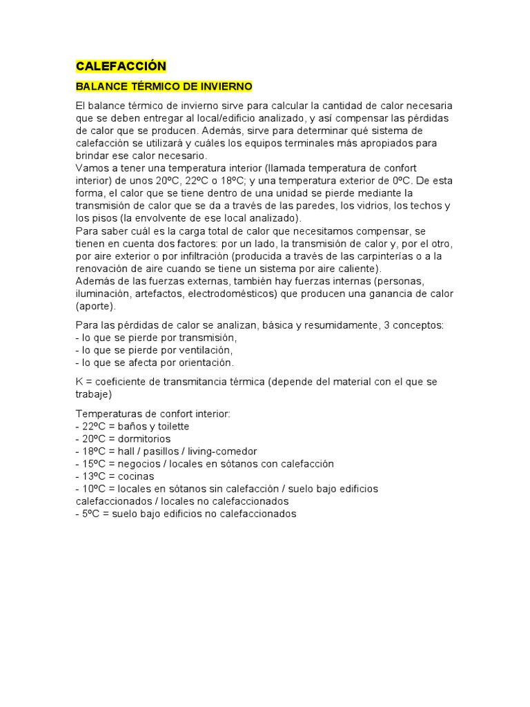 Resumen I2 Calefaccion | PDF | Calor | Intercambiador de calor