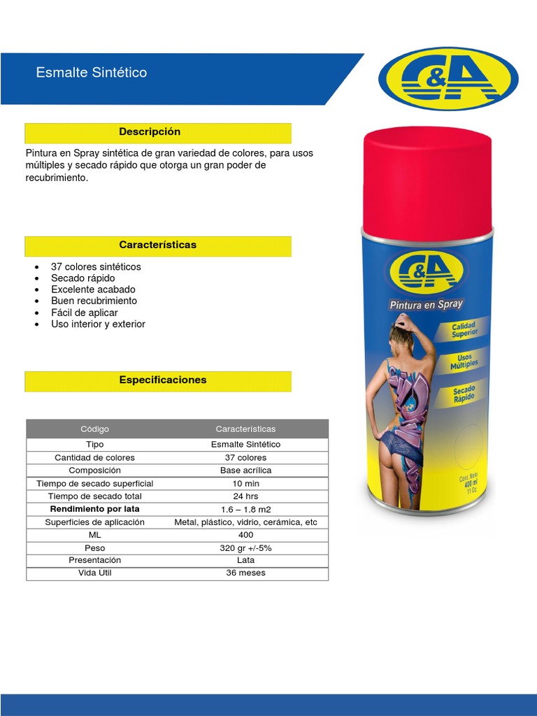 Ficha Tecnica Pintura en Spray C&A | PDF