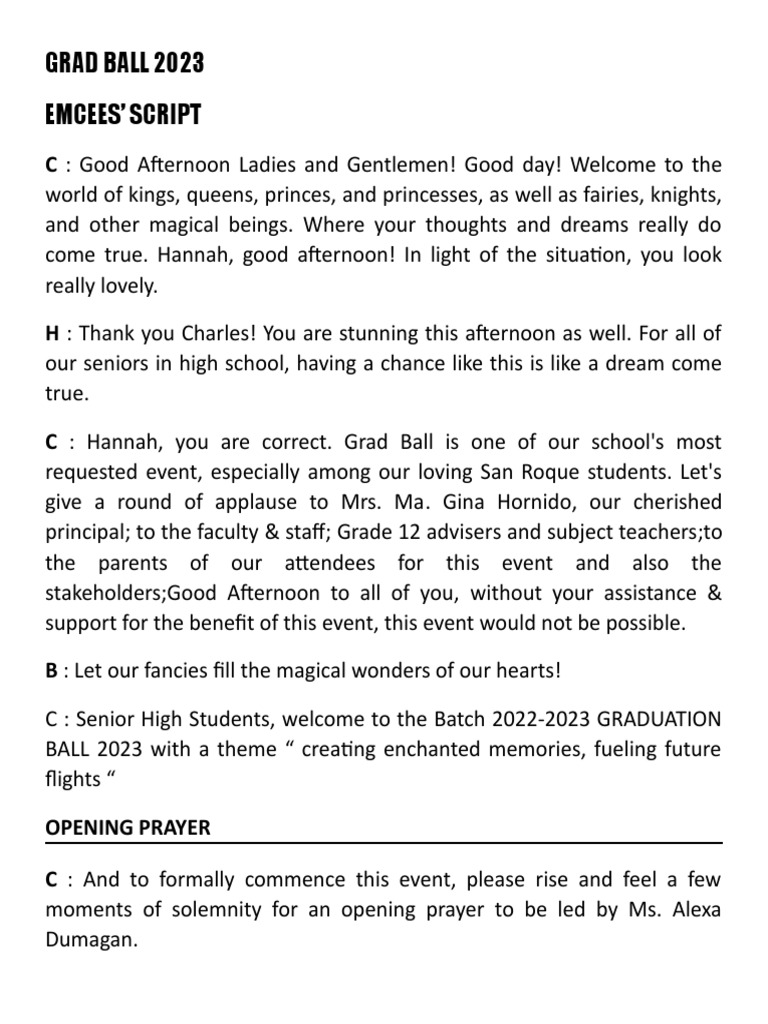 Grad Ball 2023 Emcees | PDF