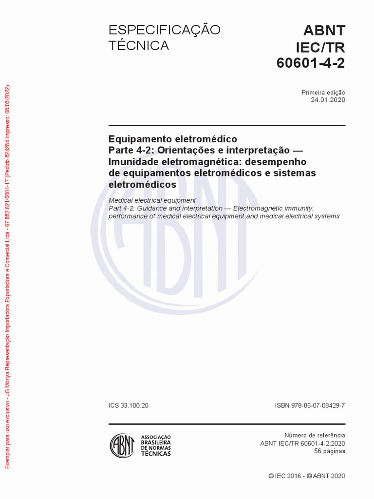 Abnt Iec TR 60601-4-2 2020 (Imunidade Eletromagnética) | PDF