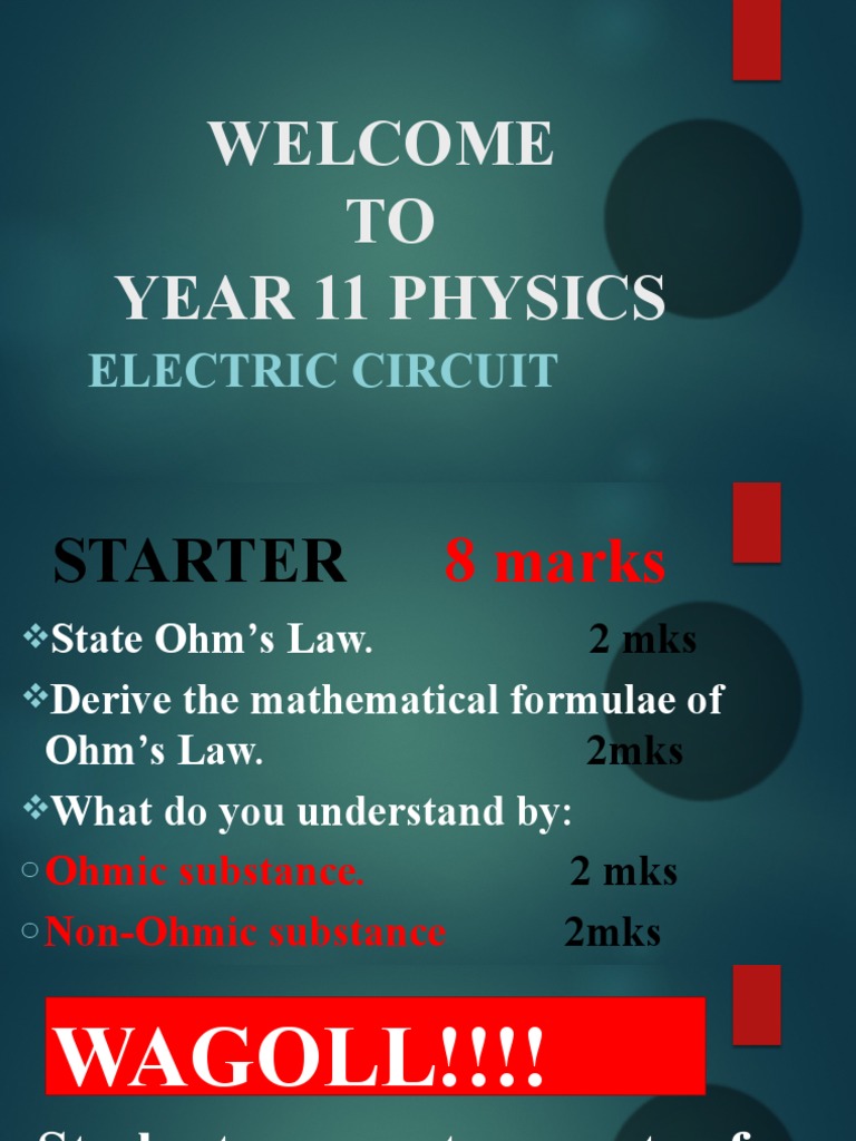 Year 11 Physics: Electric Circuit Basics | PDF | Fuse (Electrical ...