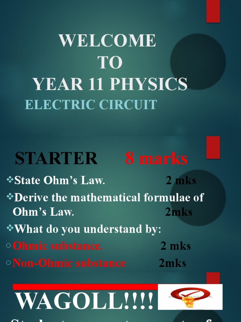 WK 11 Year 11 Physics | Download Free PDF | Series And Parallel ...