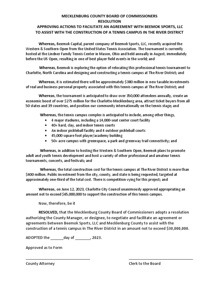 Resolution - Beemok Sports LLC | PDF | Charlotte