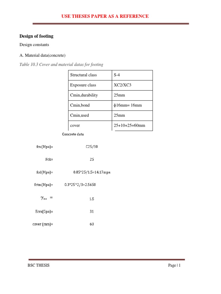 Design of Footing Calculation | PDF