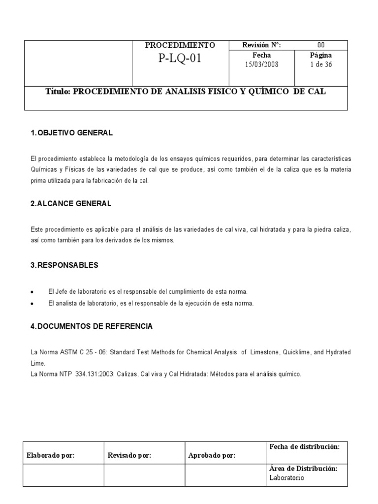 Analisis Fisico Quimico de Cal | PDF | Química | Valoración