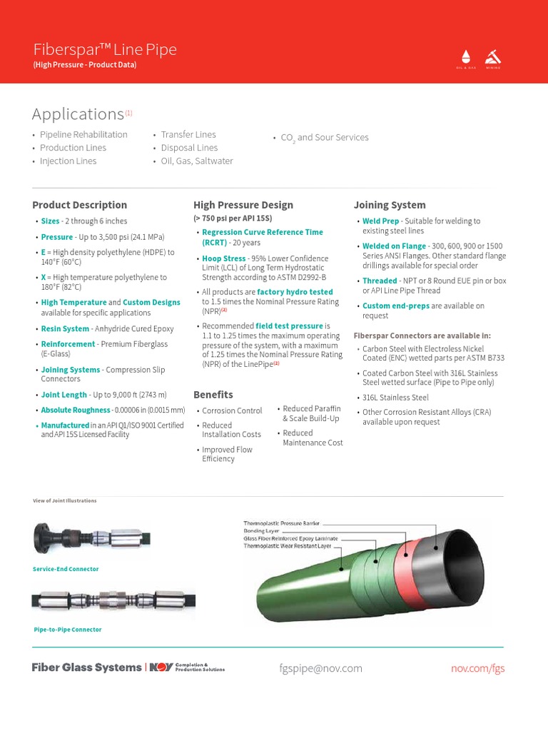 Fiberspar LinePipe High Pressure Data Sheet | PDF
