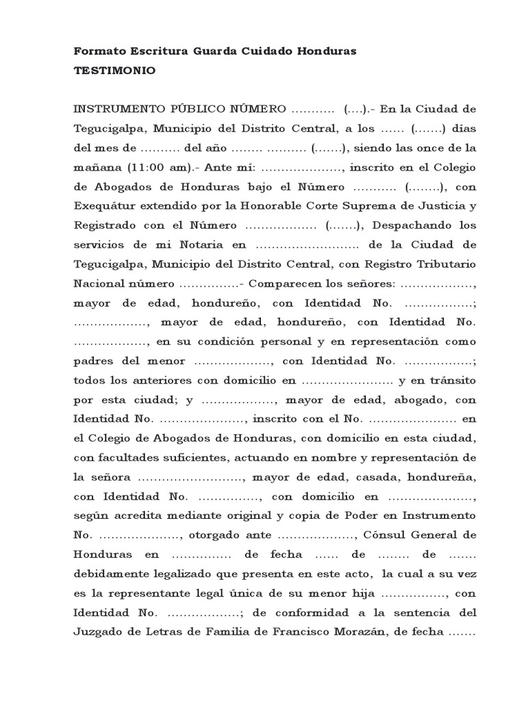 Escrito de Guarda y Custodia de Un Menor Via Notarial | PDF