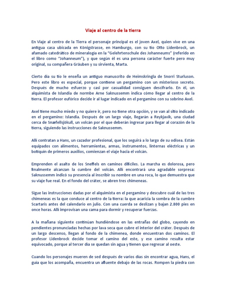 Novela Viaje Al Centro de La Tierra | PDF | Viaje al centro de la Tierra | Ciencias de la Tierra