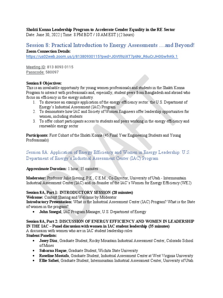 Shakti Konna - IAC Program FINAL DRAFT Agenda | PDF