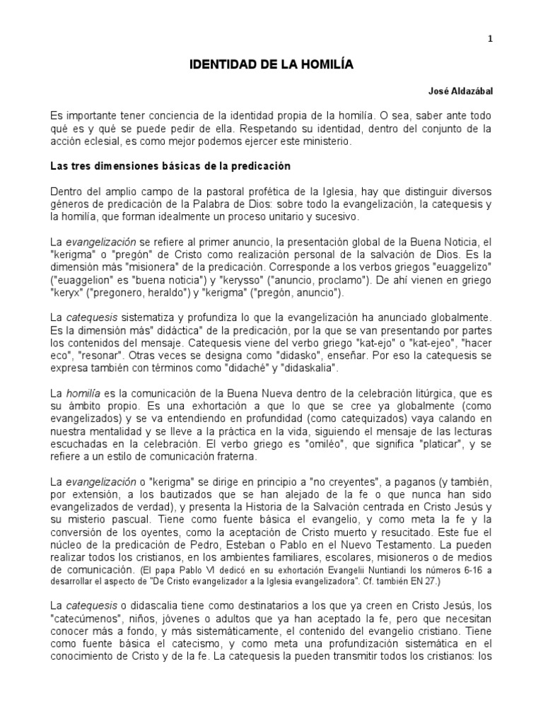 Identidad y función de la homilía | PDF | Misa (liturgia) | Sermón