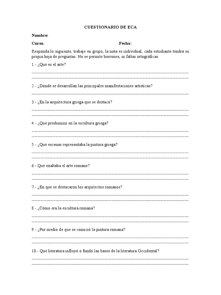 Cuestionario de Eca | PDF
