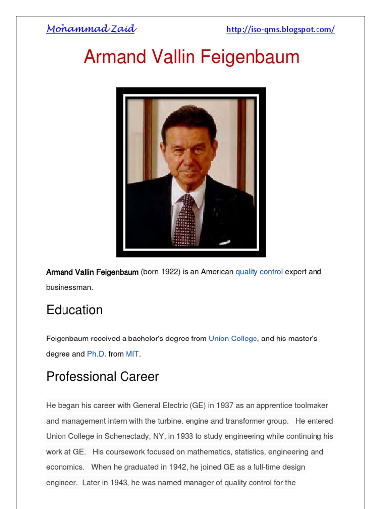 Armand Feigenbaum: Pioneer of TQC | PDF | General Electric | Engineering