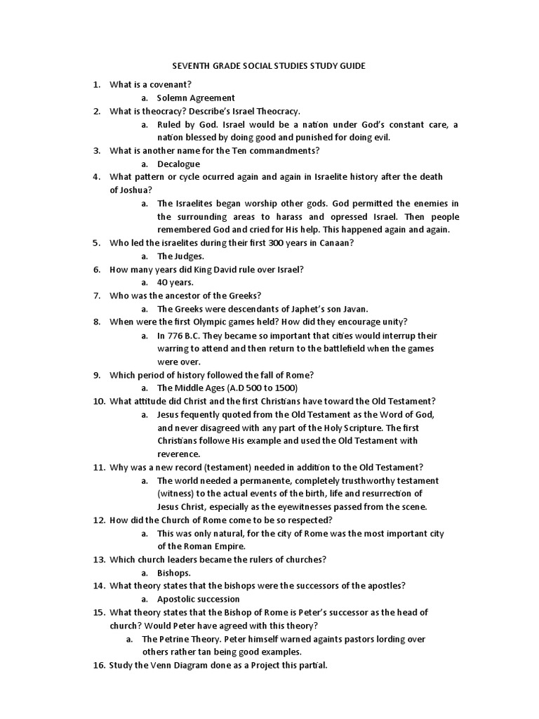 7th Grade Social Studies Guide | PDF | Religion & Spirituality