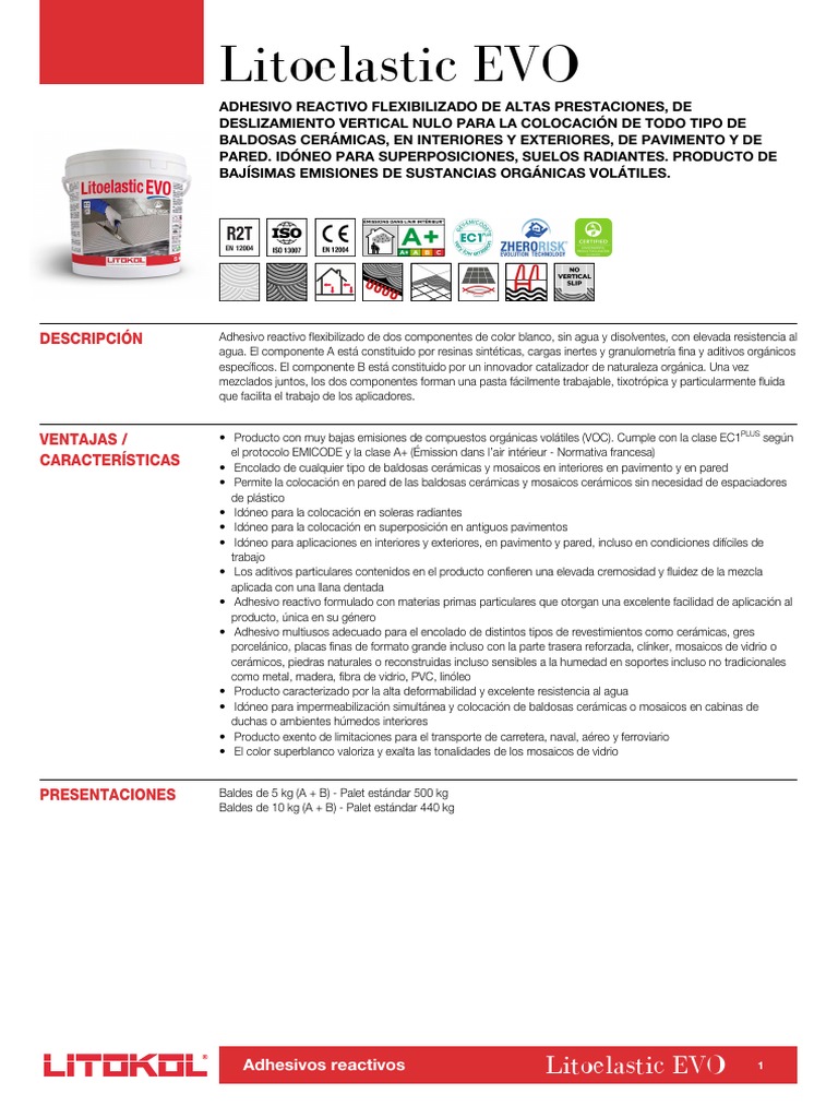 DS LITOELASTIC EVO Esp | PDF | Loseta | Hormigón