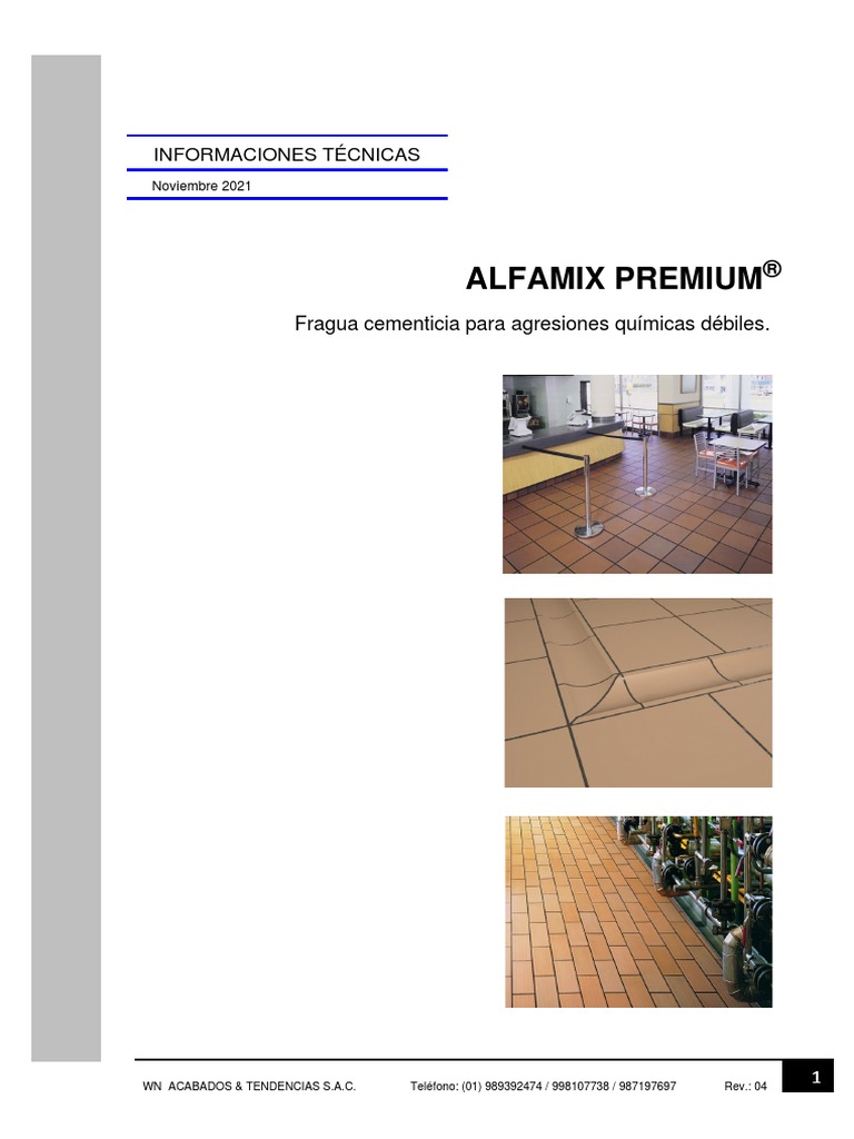 WN - Acab y Tend - Ficha Tecnica - Alfamix Premium | PDF | Agua | Química