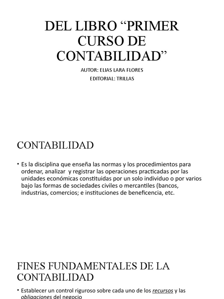 Primer Curso de Contabilidad: Elías Lara | PDF | Contabilidad | Capital ...