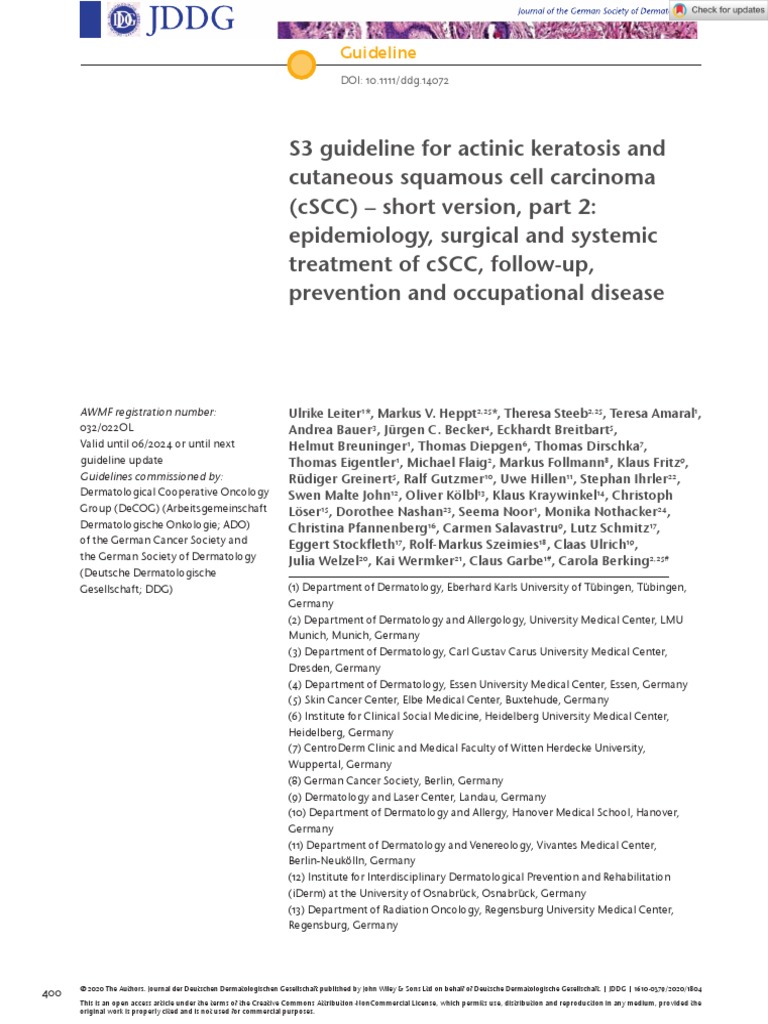 J Deutsche Derma Gesell - 2020 - Leiter - S3 Guideline For Actinic ...