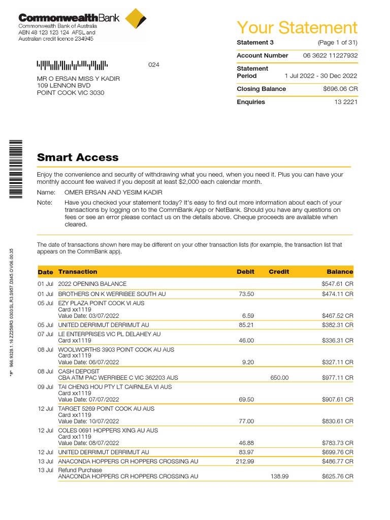Statement 20221230 | PDF | Debits And Credits | Credit Card