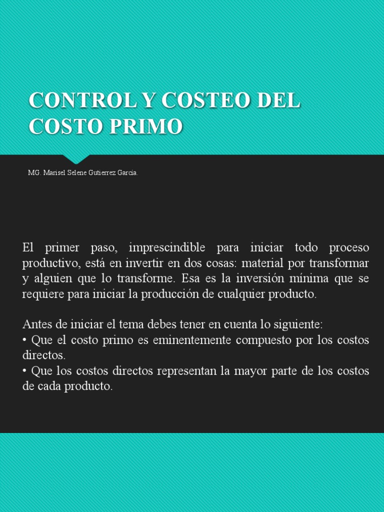 Control y Costeo Del Costo Primo | PDF