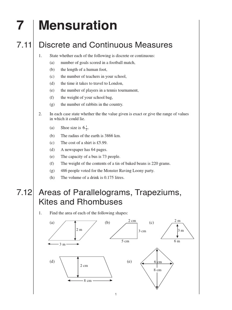 Mensuration | PDF | Density | Area