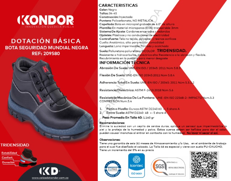 Ficha Bota Seguridad Mundial-209580 Kondor | PDF