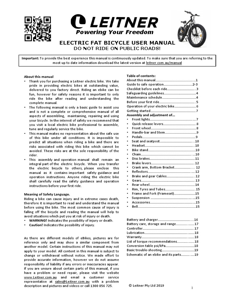 Leitner Fat Bike Manual | PDF | Tire | Manual Transmission