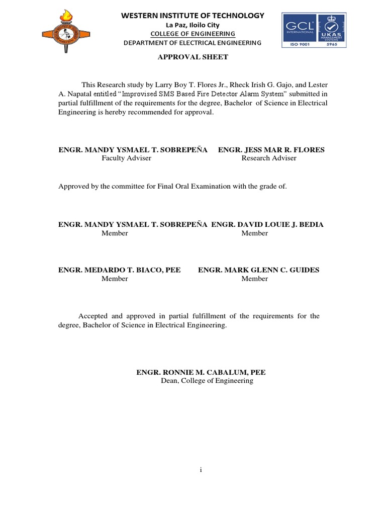 Improvised SMS Based Fire Detector Alarm System Research Final File ...