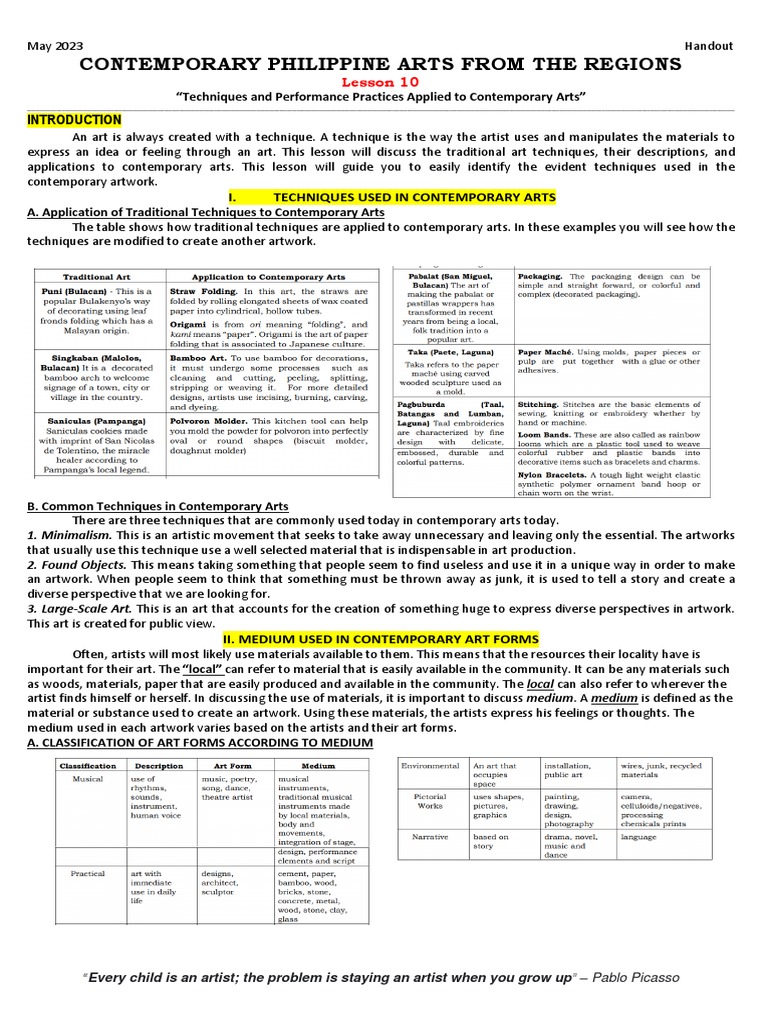 Q4Lesson10 Handout | PDF | Contemporary Art | Minimalism