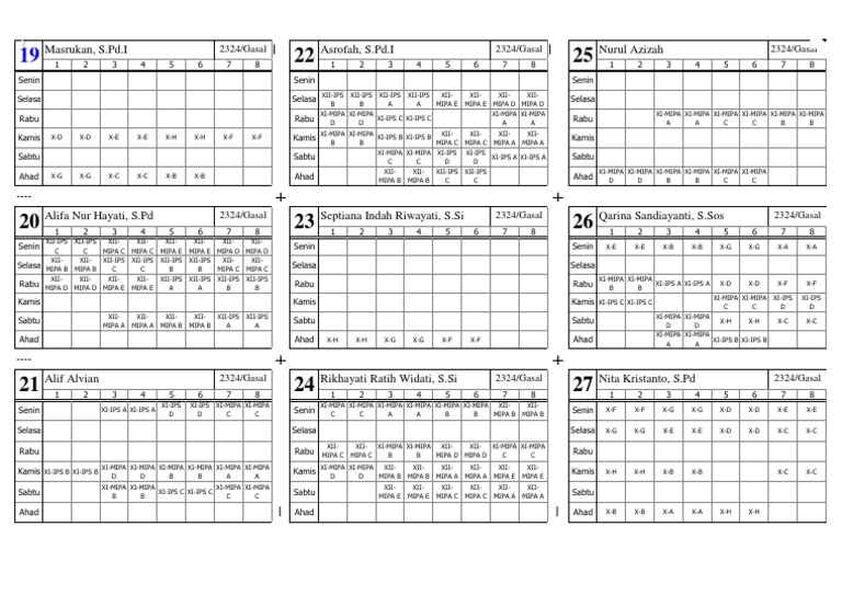 Jadwal Perguru - 19-27 | PDF