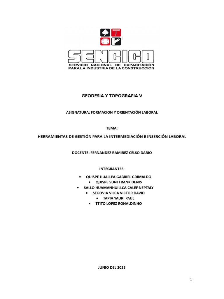 Grupor 3 Herramientas De Gestión Para La Intermediación E Inserción