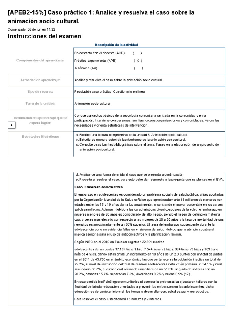 Examen_ [APEB2-15%] Caso práctico 1_ Analice y resuelva el caso sobre la animación socio ...