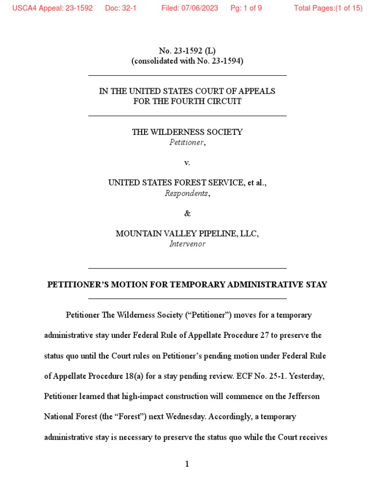 Motion for a Temporary Administrative Stay | PDF