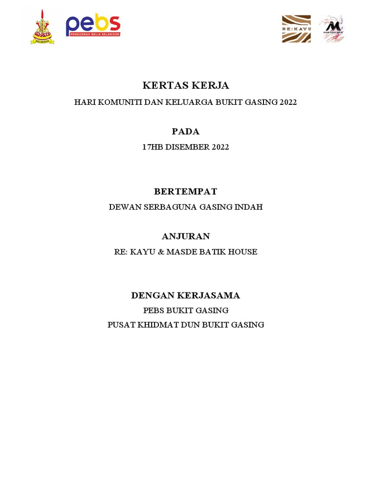 Kertas Kerja Hari Komuniti Dan Keluarga Bukit Gasing | PDF