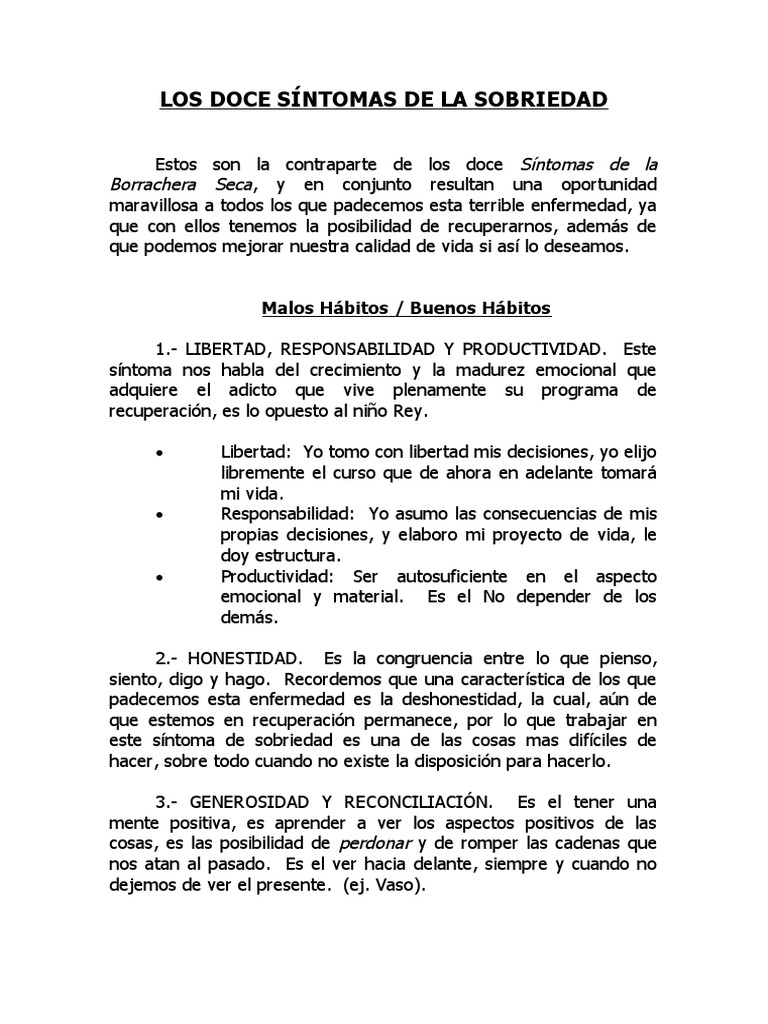 Síntomas de Sobriedad y Recuperación | PDF | Amor | Sicología