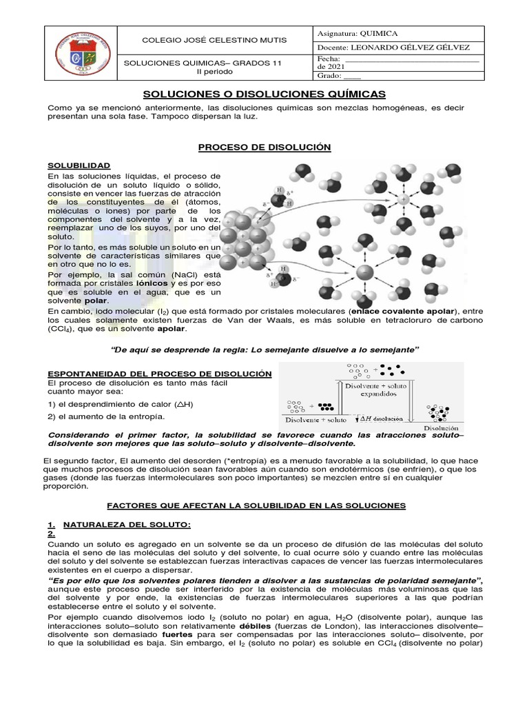 2021 Guia Disoluciones Quimicas1 | PDF | Polaridad química | Solubilidad