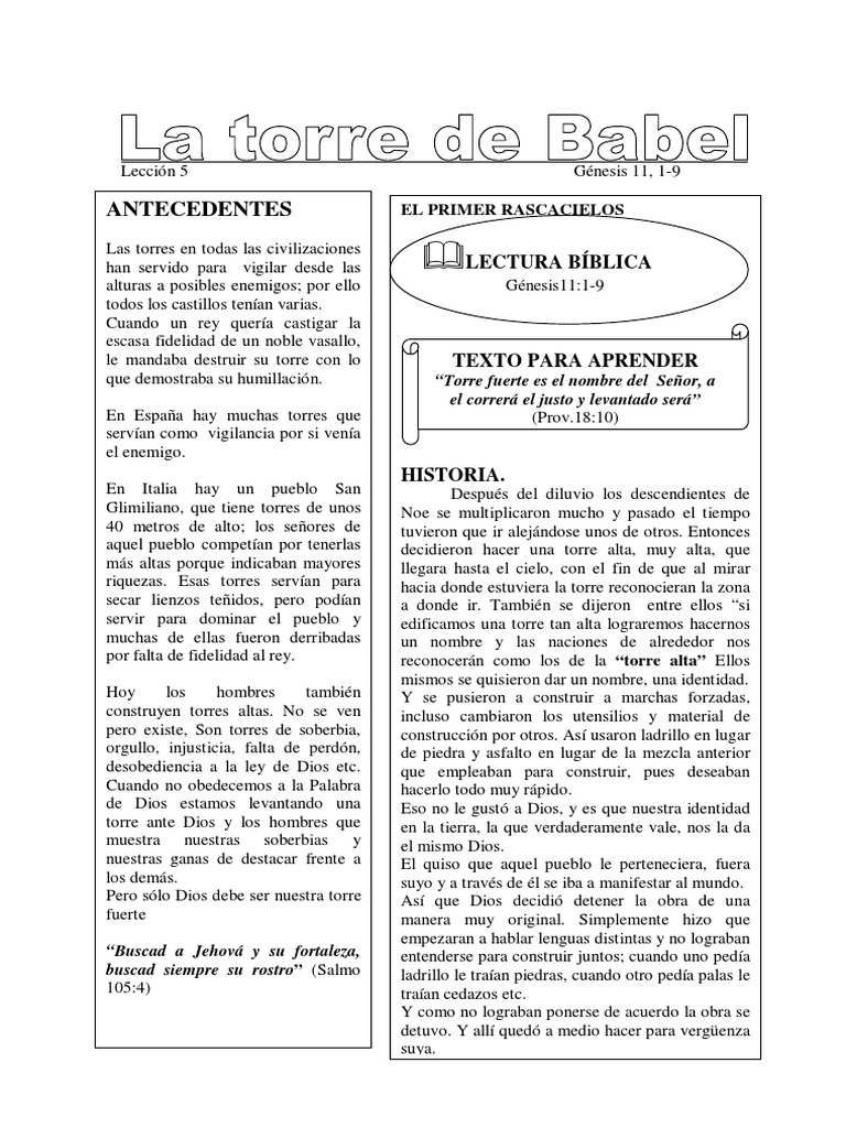 Lección sobre la Torre de Babel | PDF | Torre | Dios