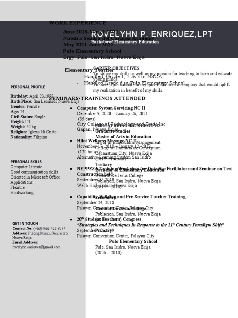 Rovelyhn Enriquez resuME | PDF | Learning | Behavior Modification