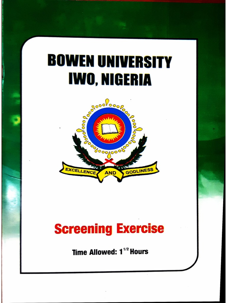 Bowen University Past Questions | PDF