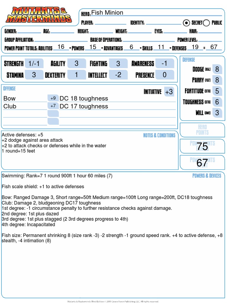 Fish Minions Mutants and Master Minds 3e | PDF | Warfare | Military ...