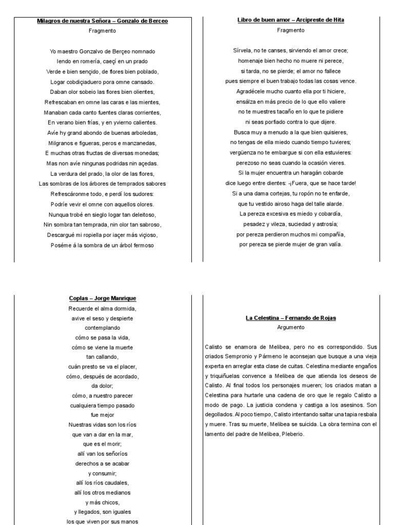 Fragmentos Clásicos de la Literatura Española | PDF | Literatura ...