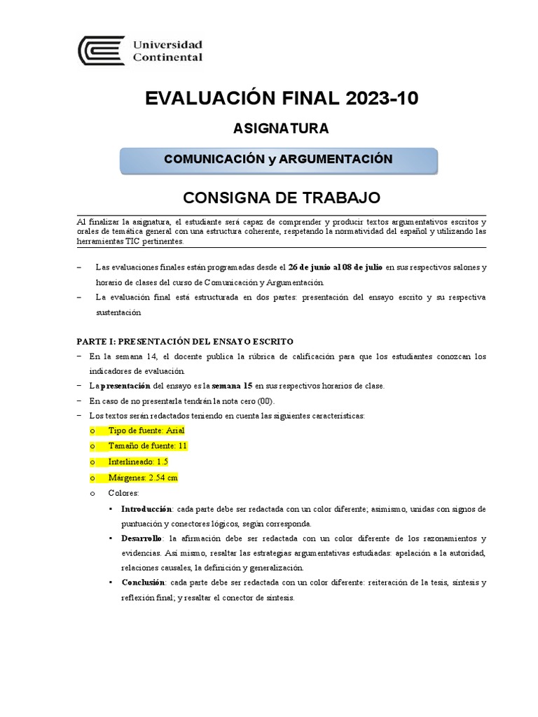 Consigna para la evaluación final 2023-10 (1) | PDF