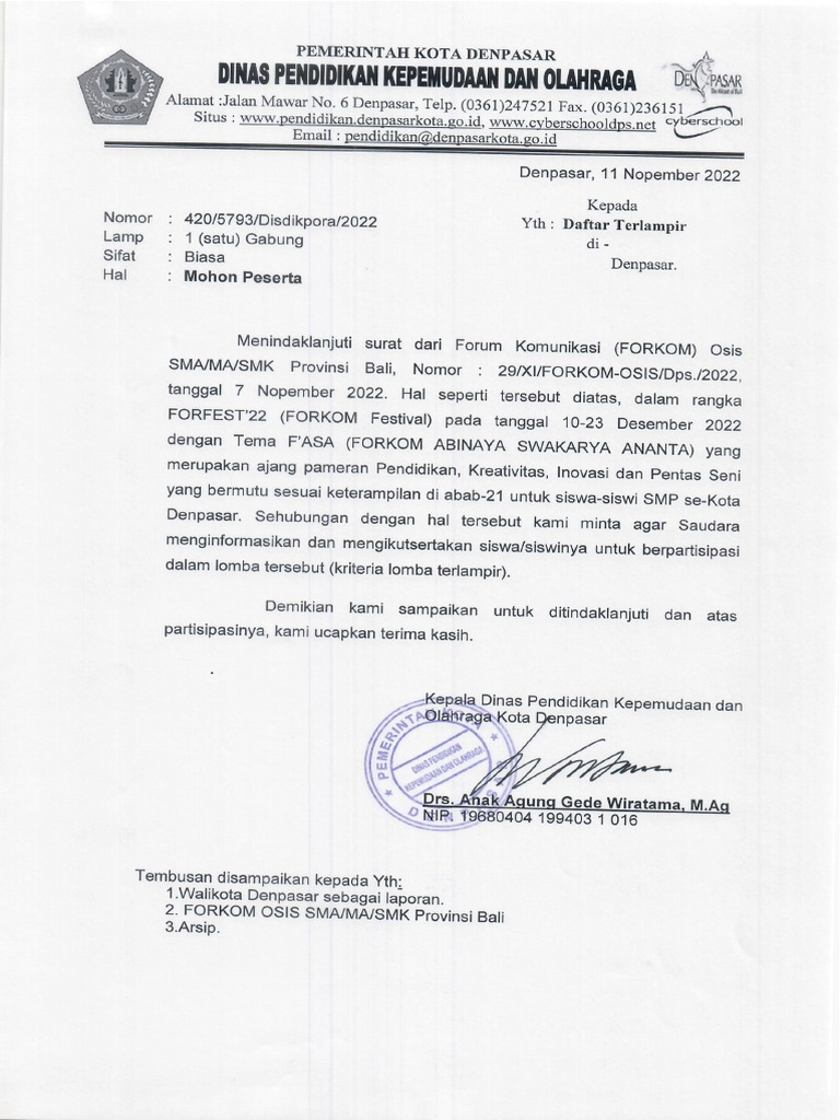 Mohon Peserta Lomba Forkom Festival | PDF