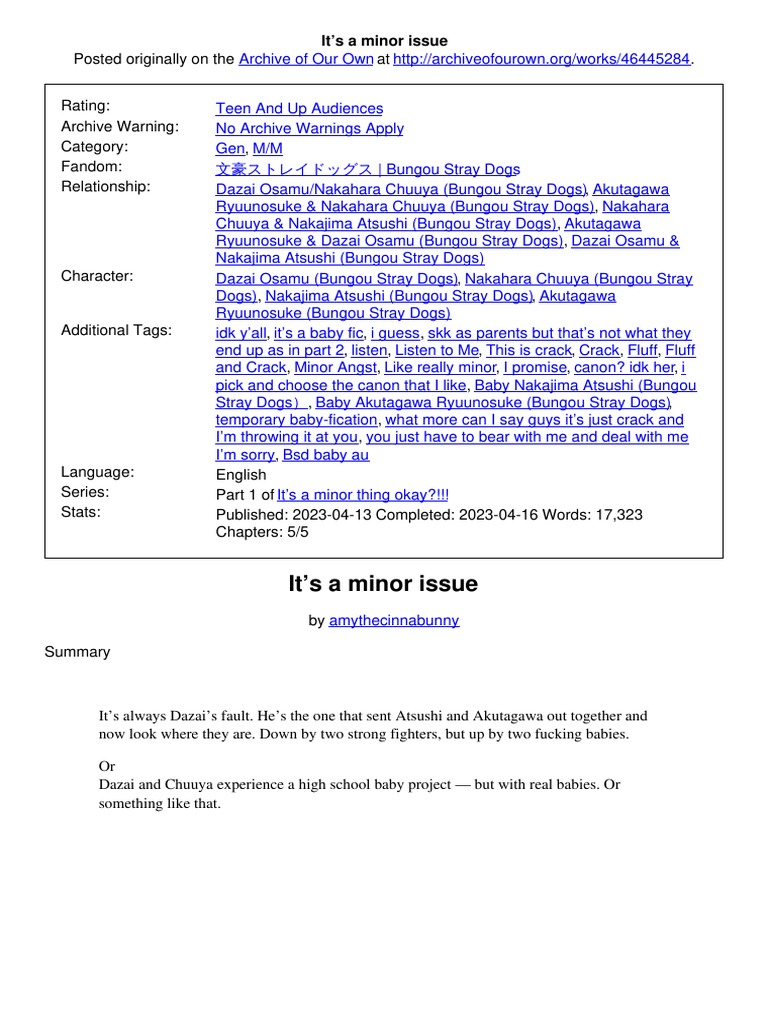 Its A Minor Issue | PDF